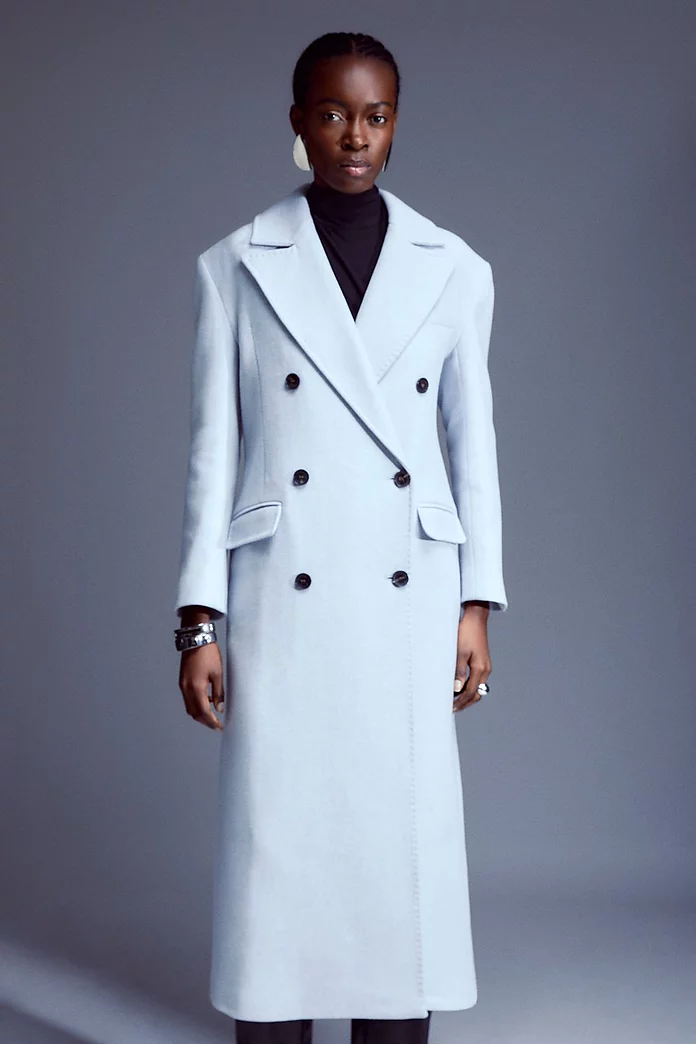 Italian Manteco Wool Blend Double Breasted Midi Coat | Karen Italian Manteco Wool Blend Double Breasted Midi Coat | Karen